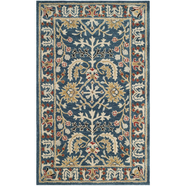 Lark Manor Armintha Oriental Wool Dark Blue Area Rug & Reviews | Wayfair