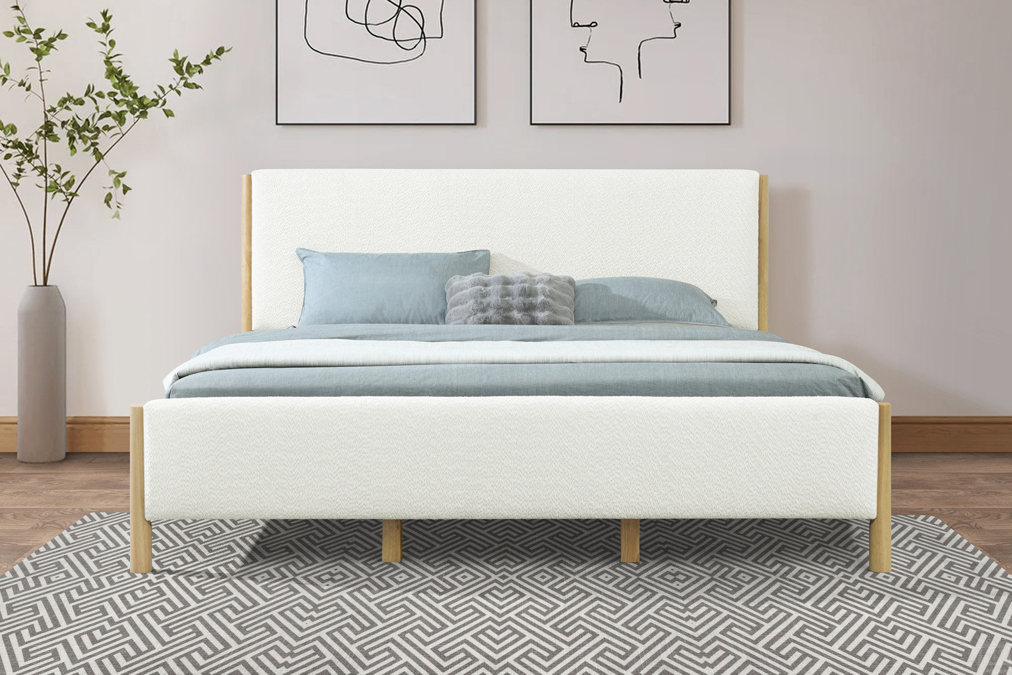 Corrigan Studio® Upholstered Bed With Rubberwood Legs, KING | Wayfair