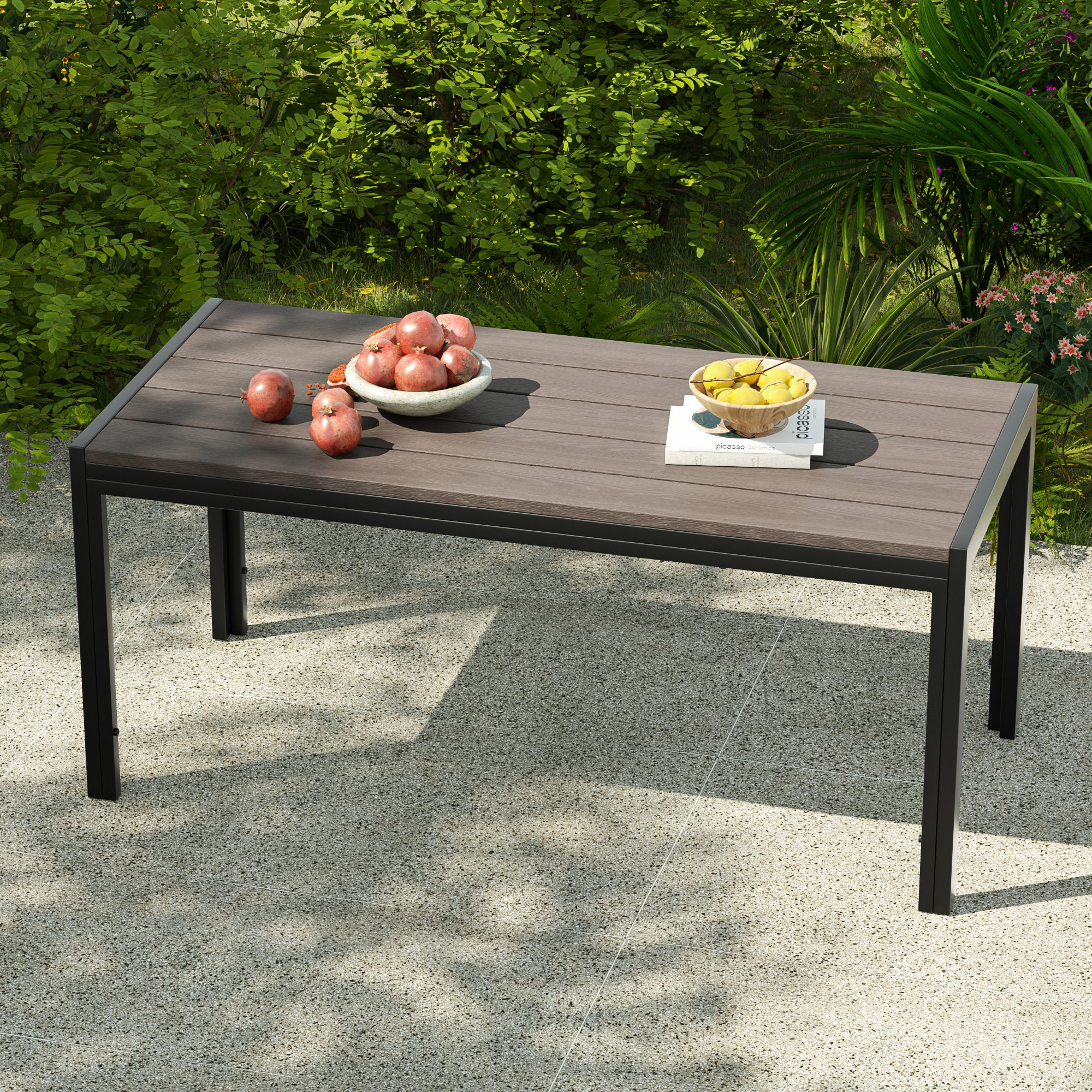 Ebern Designs Patio Coffee Rectangle Table, All-Weather Conversation ...