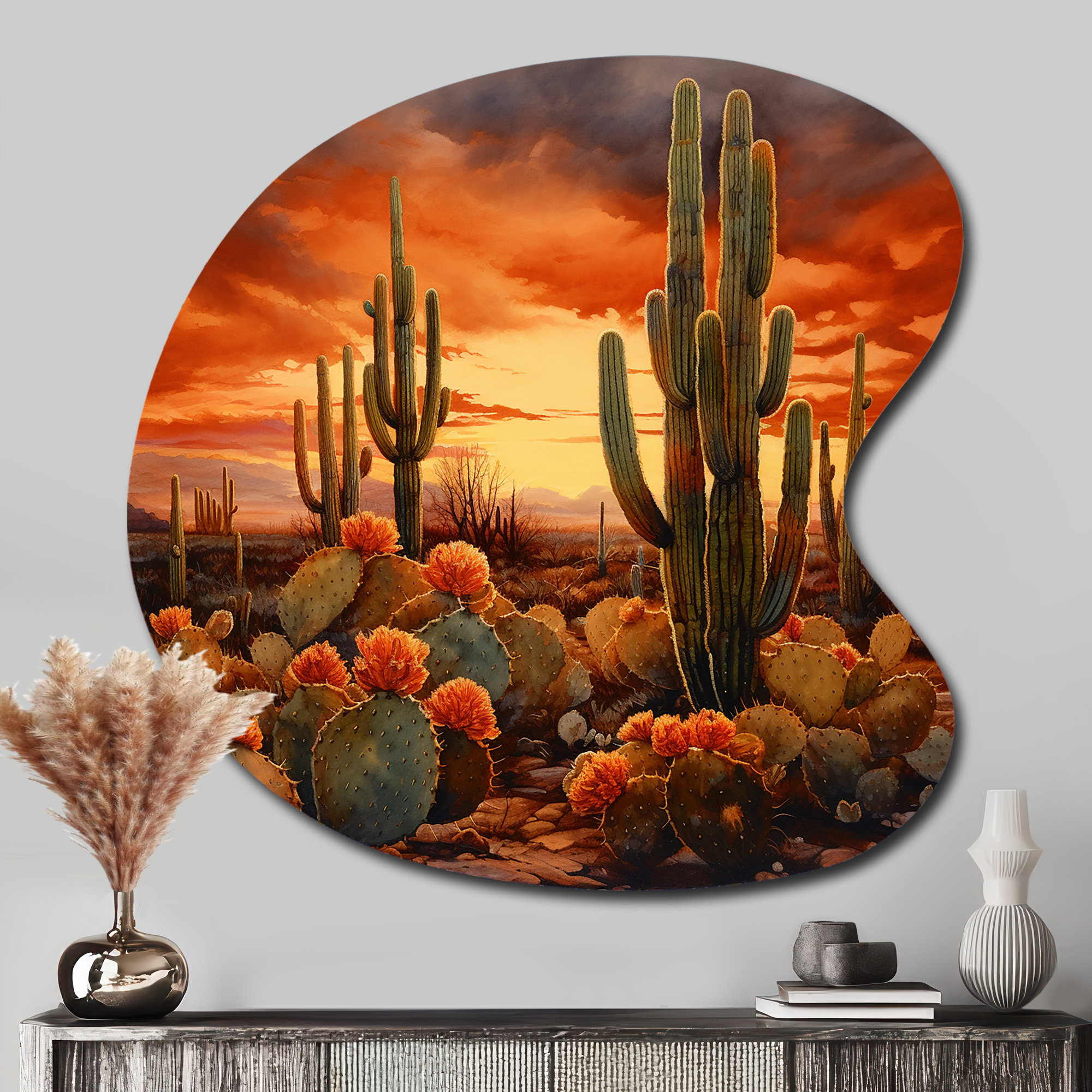 Design Art Copper Cactus In Nevada - Cactus Drop Shape Irregular Metal ...