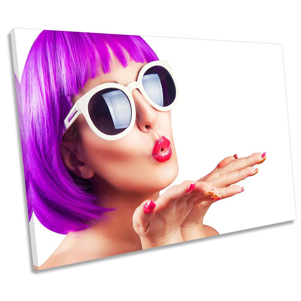 Fairmont Park Funky Purple Hair Beauty Fashion Framed - Wrapped Canvas ...
