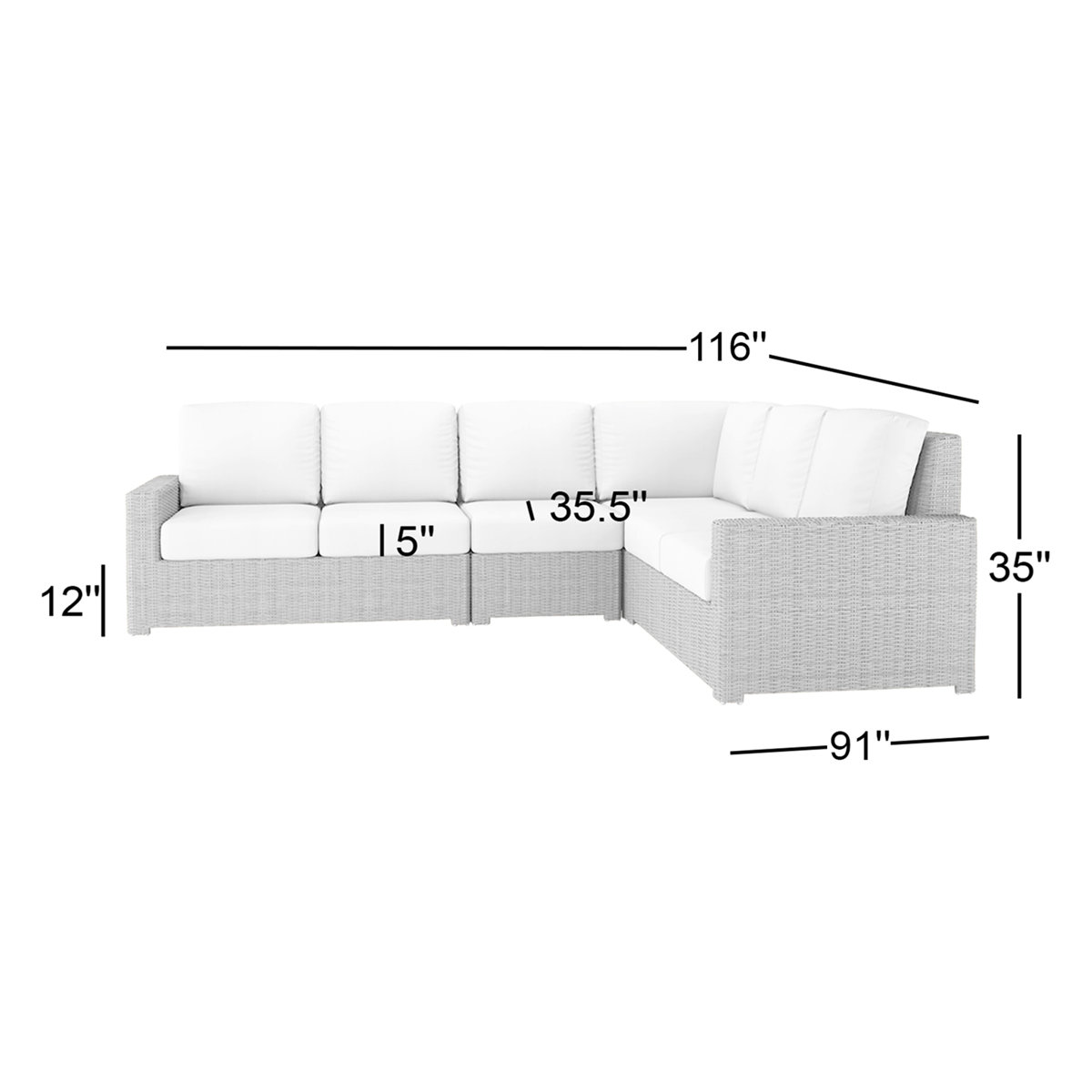 Birch Lane™ Hutsonville 116" Wide Outdoor L-Shaped Patio Sectional with ...