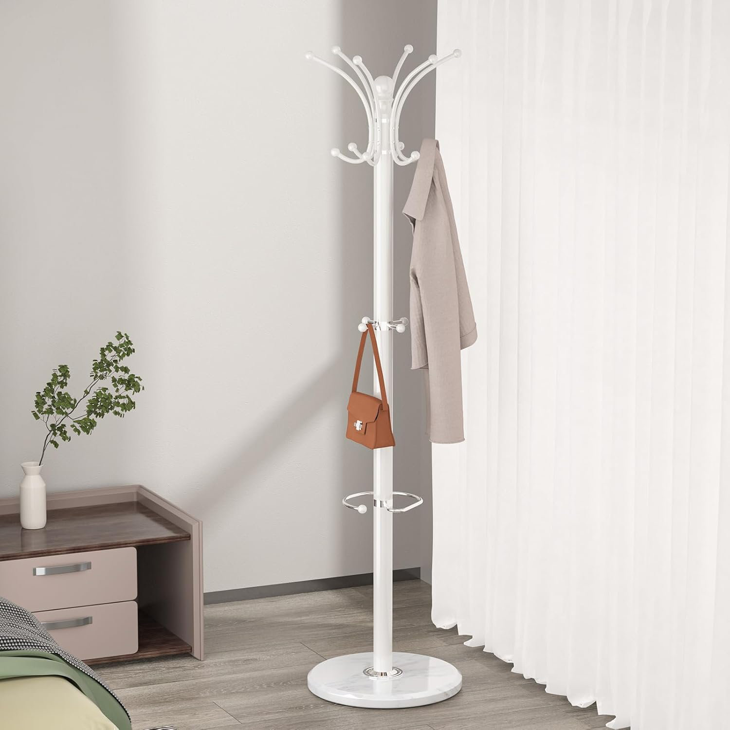 Winston Porter Coat Rack Freestanding With Marble Base, Heavy Duty Coat ...