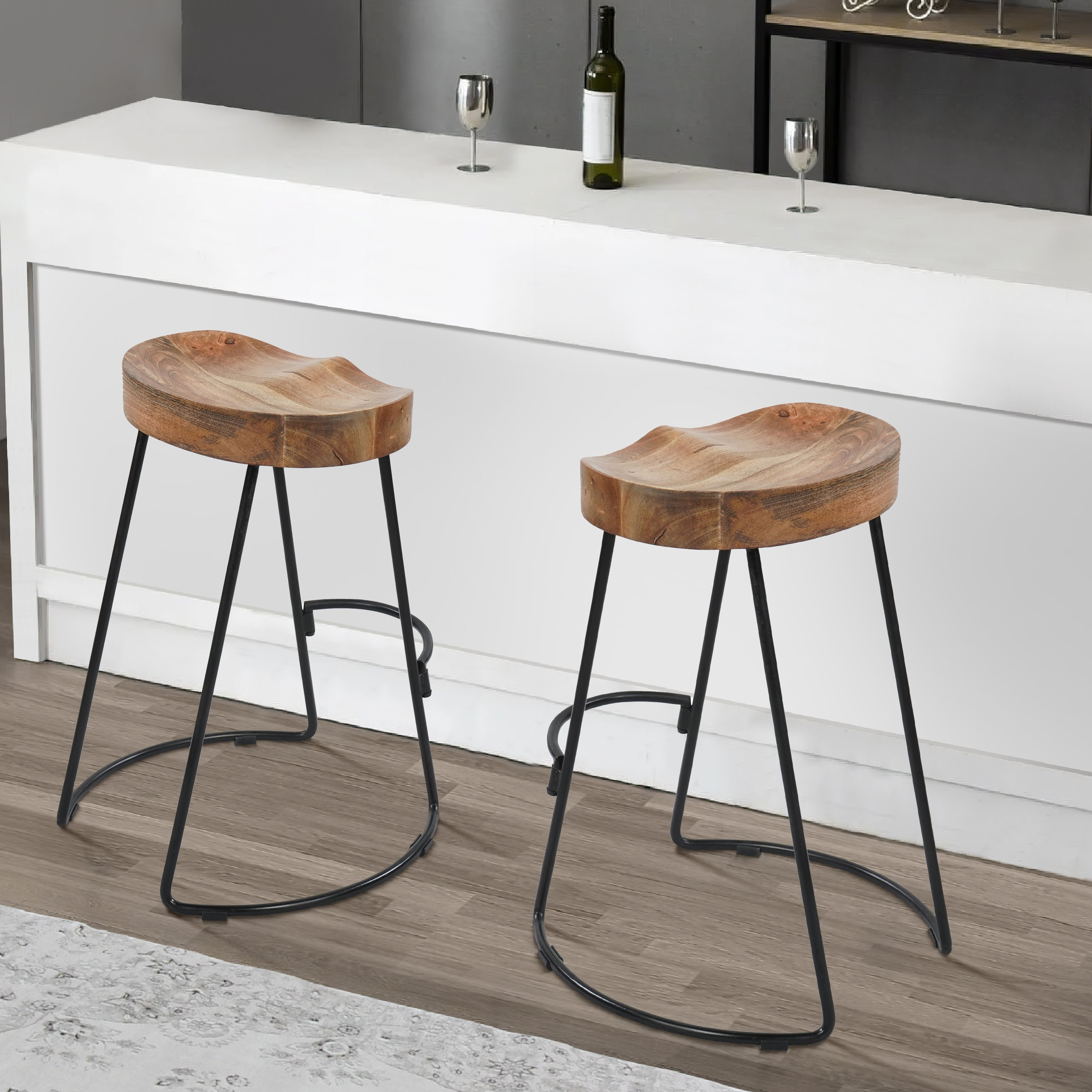 The Urban Port Solid Wood Bar Stool & Reviews - Wayfair Canada
