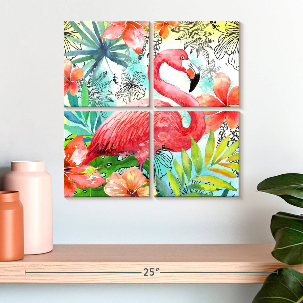 Ebern Designs Brampt Pink Flamingo Square | Wayfair