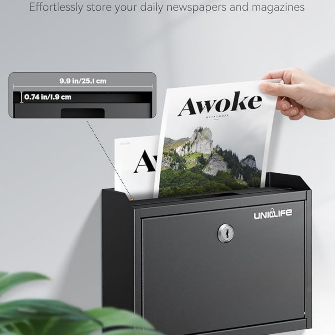 Home Moderne-N Wall Mounted Mailbox With Key Lock & Newspaper Holder ...