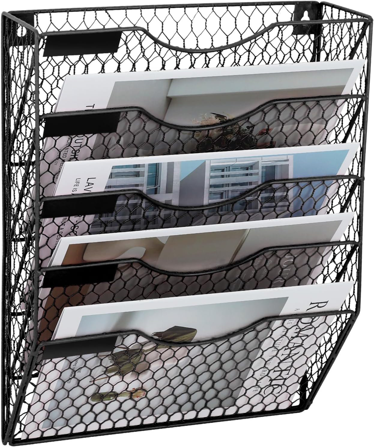 17 Stories Mail Organizer Wall Mount, 5 Tier Metal Chicken Wire Hanging ...