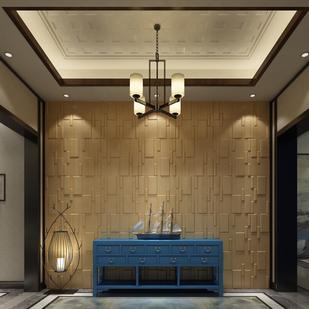 ENER-J Britwall Linear Edge 3D Grid PU Leather Wall Panels – 60x60 cm ...