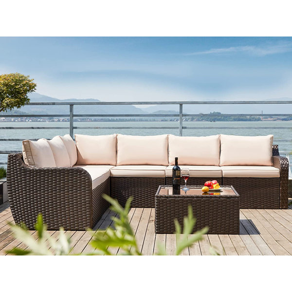 Red Barrel Studio® Birte 6 - Person Outdoor Seating Group with Cushions ...