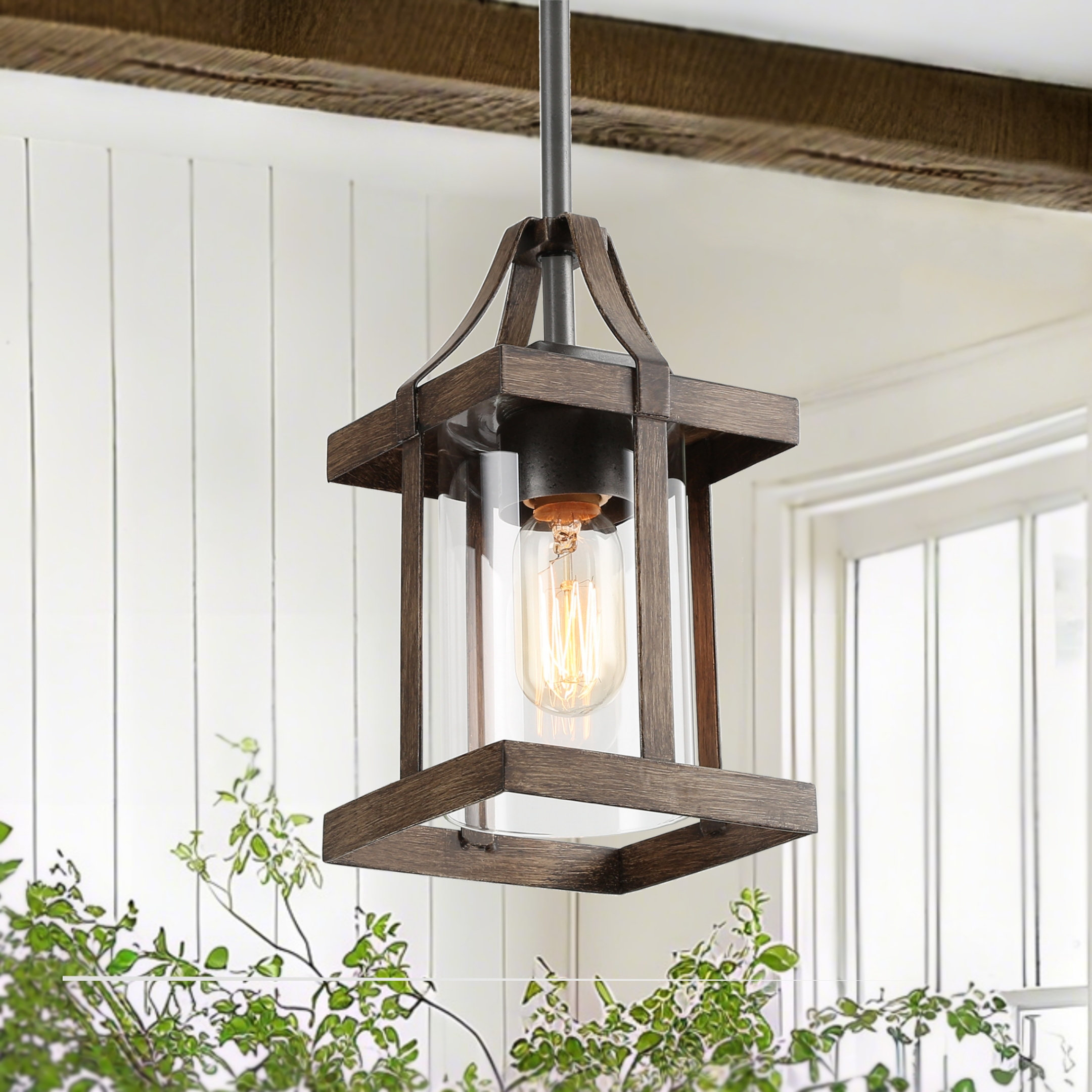 Gracie Oaks Dayton 1 - Light Lantern Rectangle Pendant with Wrought ...