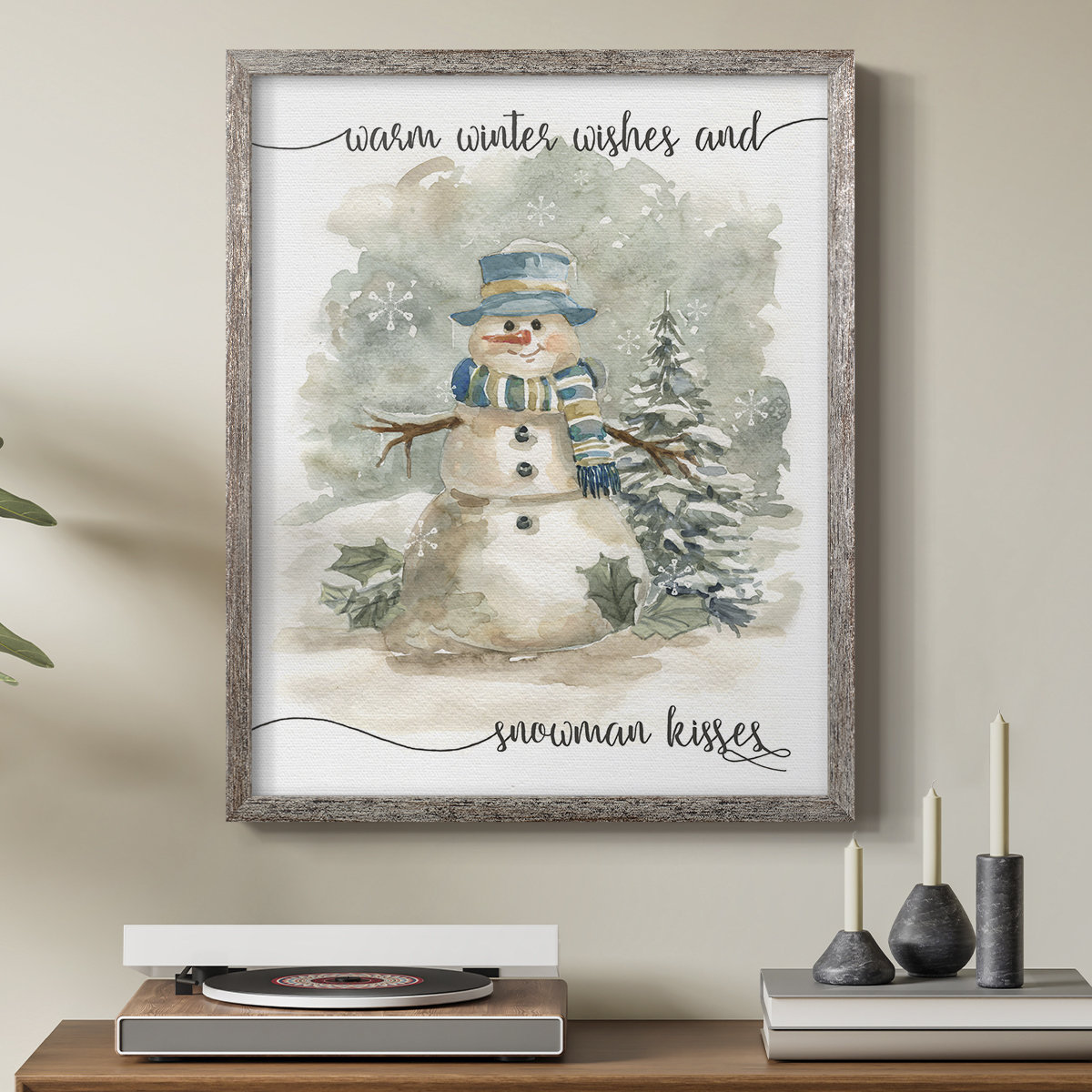 The Holiday Aisle® Snowman Kisses Framed Print - Solid Wood - Wayfair ...