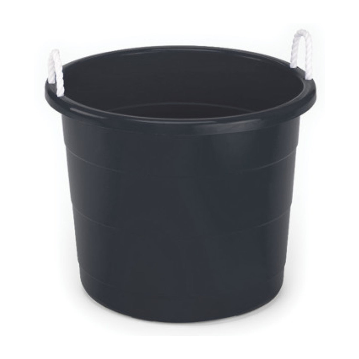 Homz 17 Gal Plastic Open Storage Round Utility Tub with Handles, Black ...