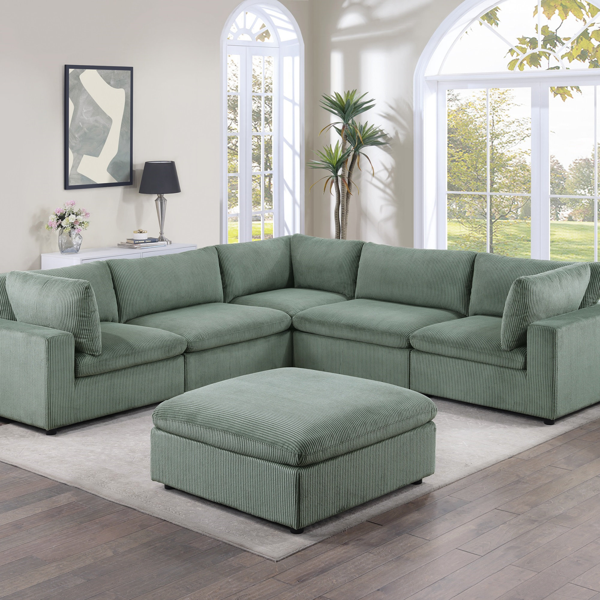 Latitude Run® 6Pc Modular Sectional Set Corduroy Upholstery Couch 3X ...