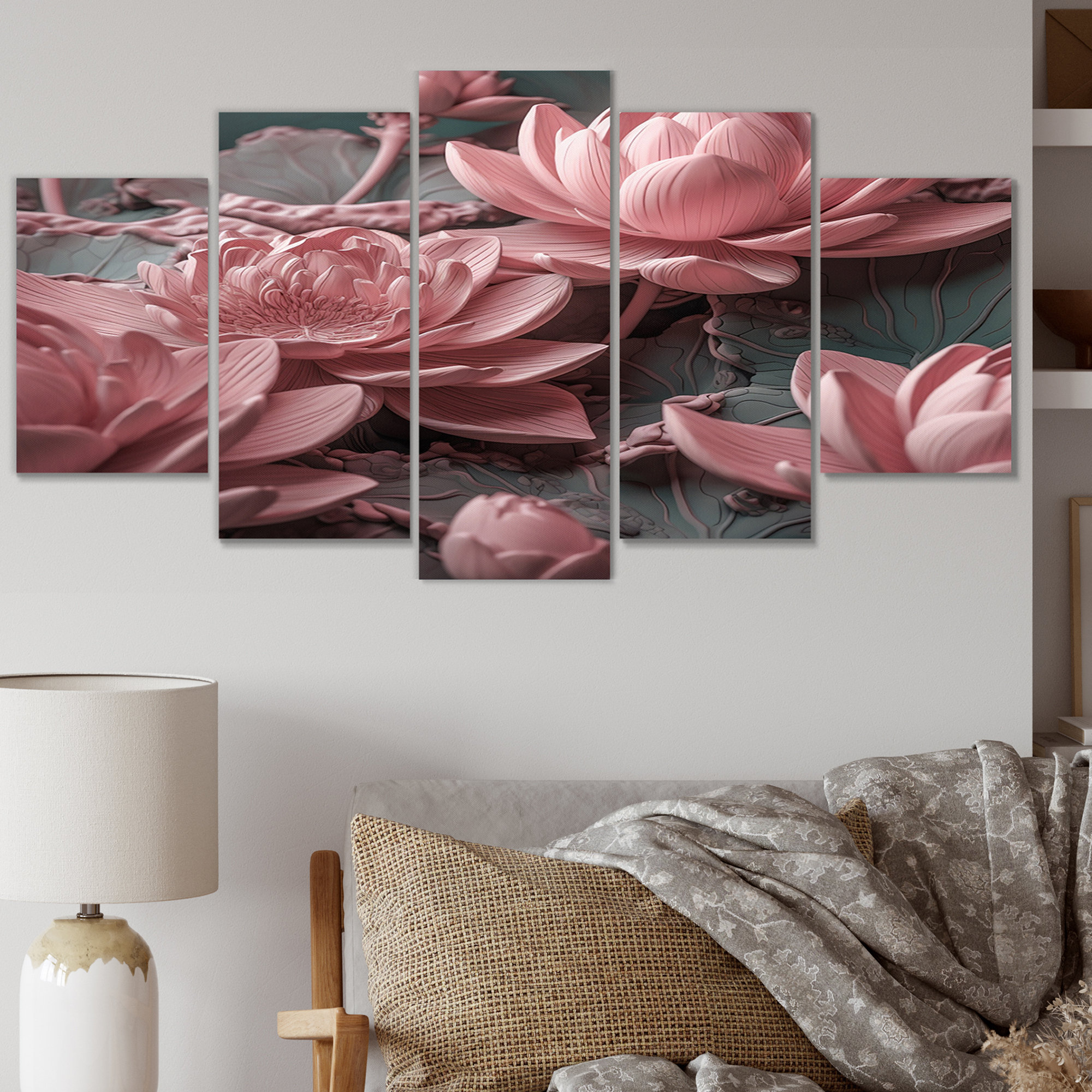 Ivy Bronx Blooming Delicate Pink Lotus - Lotus Canvas Wall Art - 5 ...