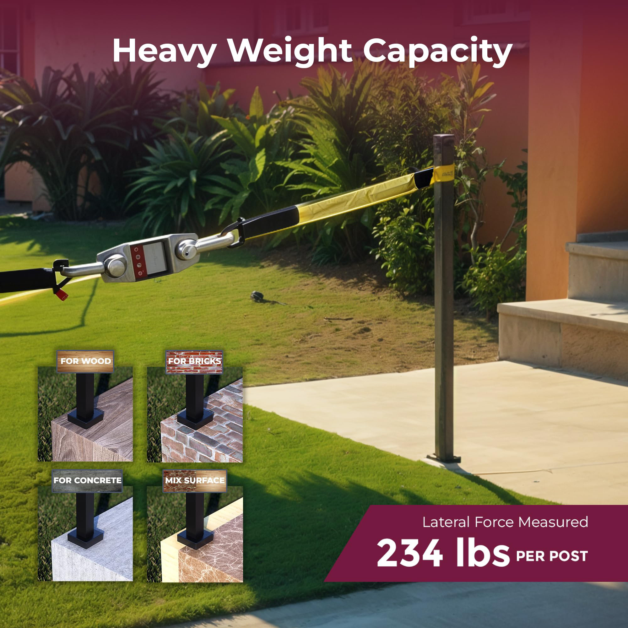 CR Home Horizontal Metal Deck Railing, 4Ft Wide Handrail For Flat ...