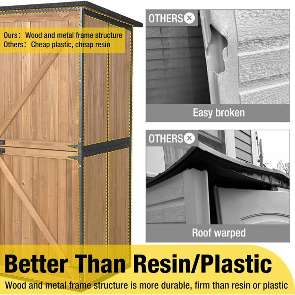 Aivituvin 4 ft. 5 in. W x 2 ft. 5 in. D Solid Wood Lean-to Storage Shed ...