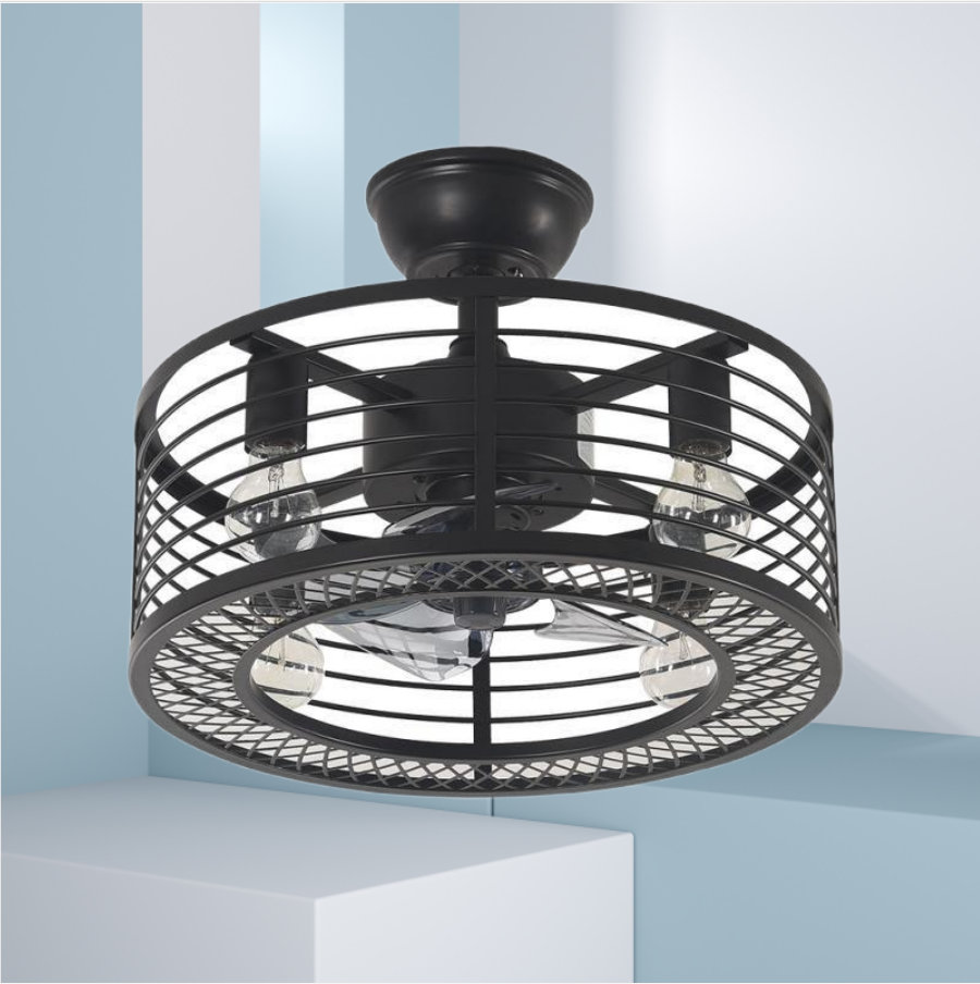 17 Stories American Industrial Style Wrought Iron Inverter Ceiling Fan ...