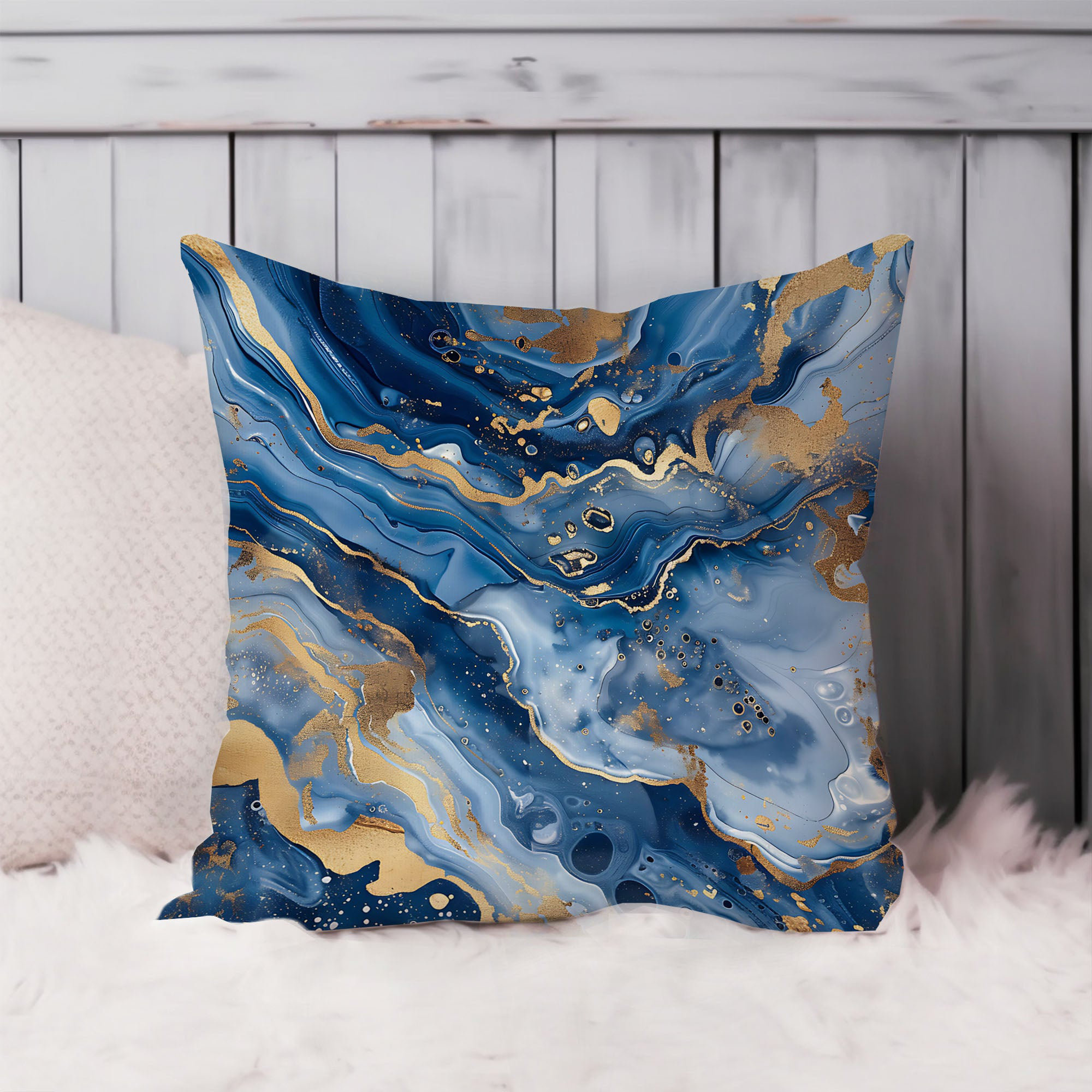 Ethan Taylor Abstract Blue & Gold Geode Crystals Marble VII Modern ...