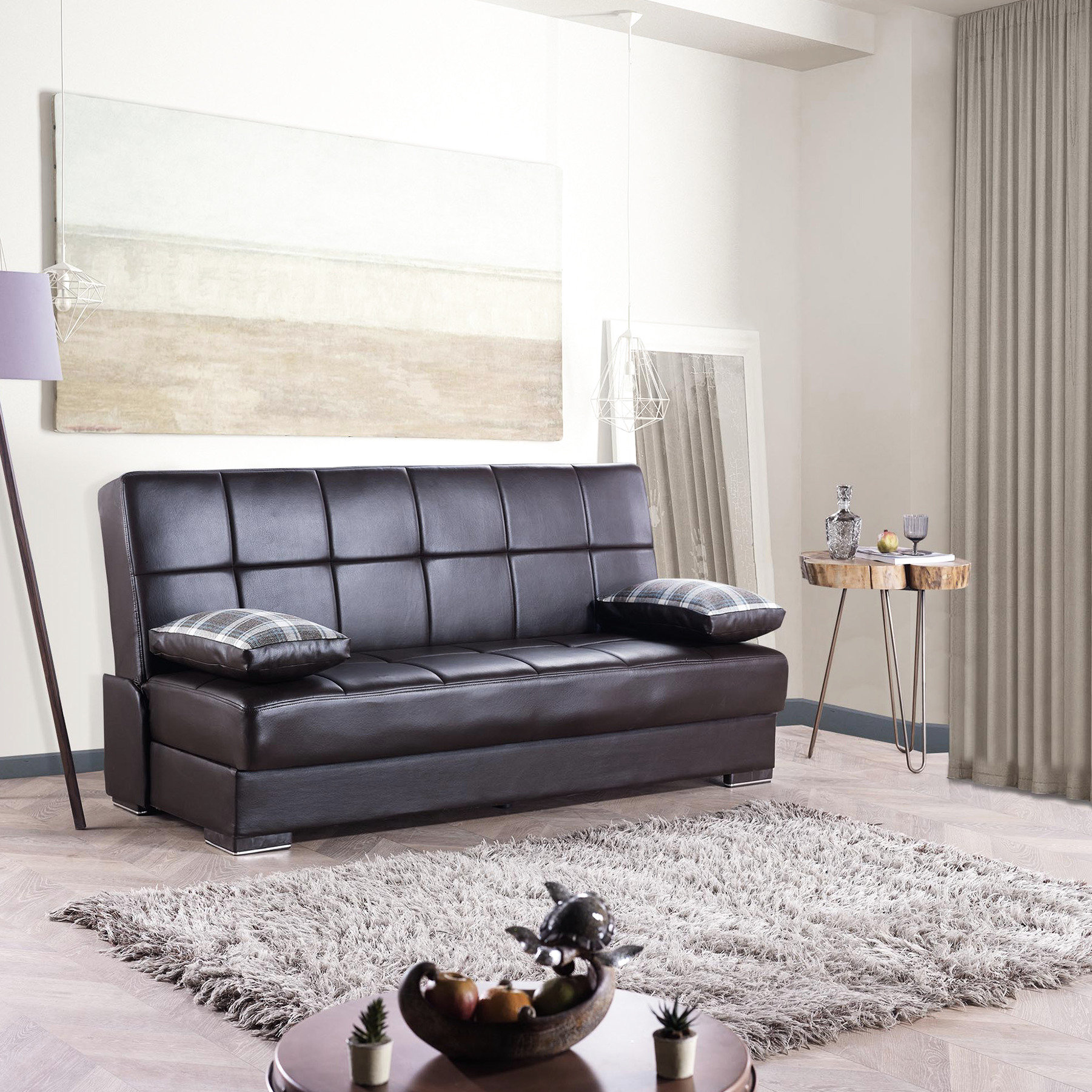 Wildon Home® Upholstered Convertible Sofabed With Noticeable Storage In ...