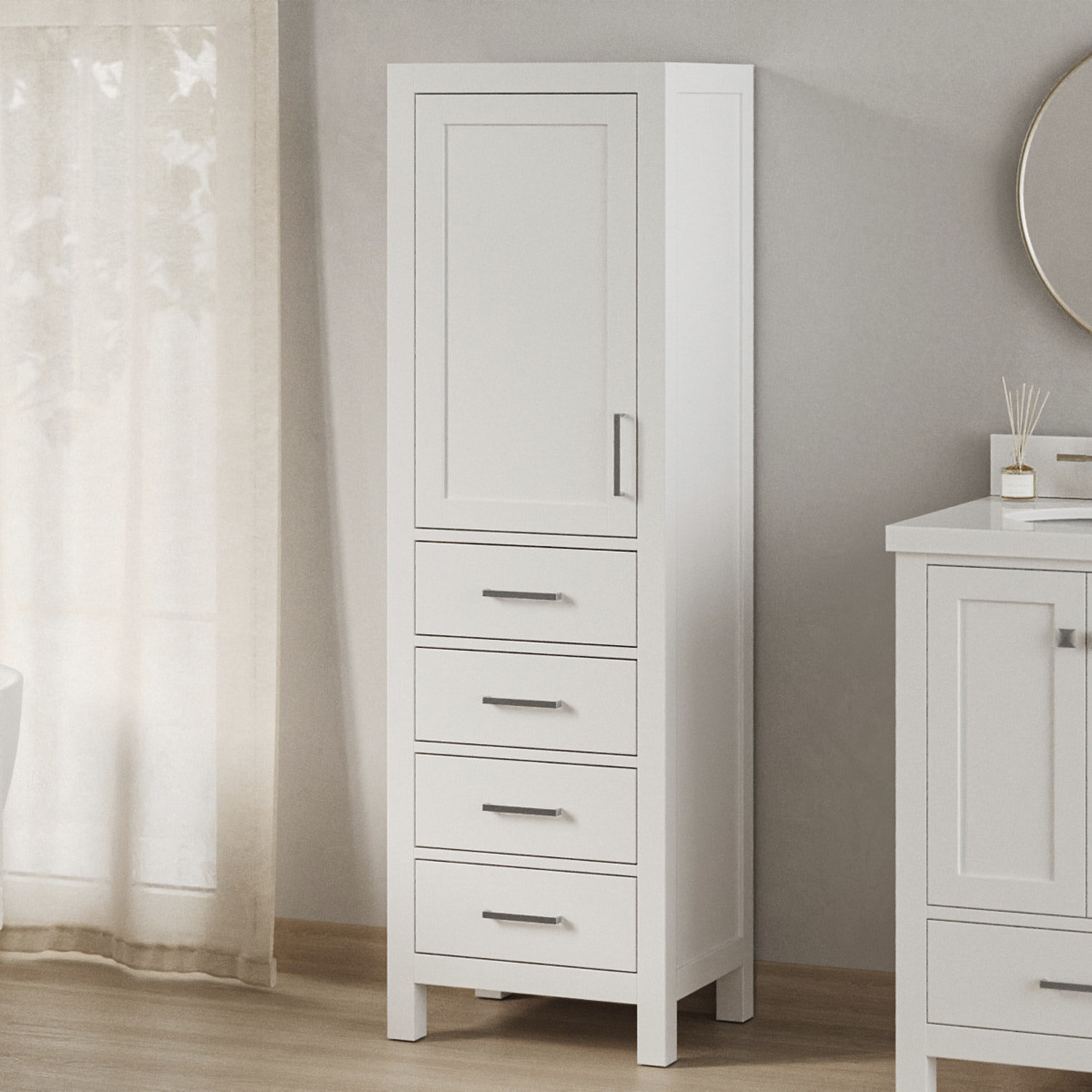 Hokku Designs Amariani Solid Wood Linen Cabinet, Pre-assembled, 65"H x ...