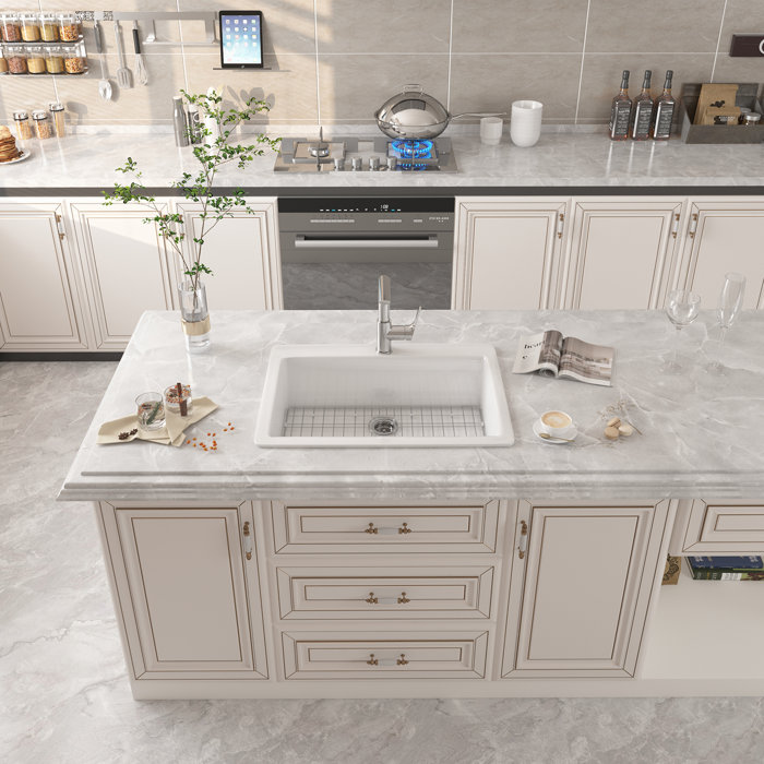 TOBILI Drop-In Single Bowl Fireclay Kitchen Sink | Wayfair