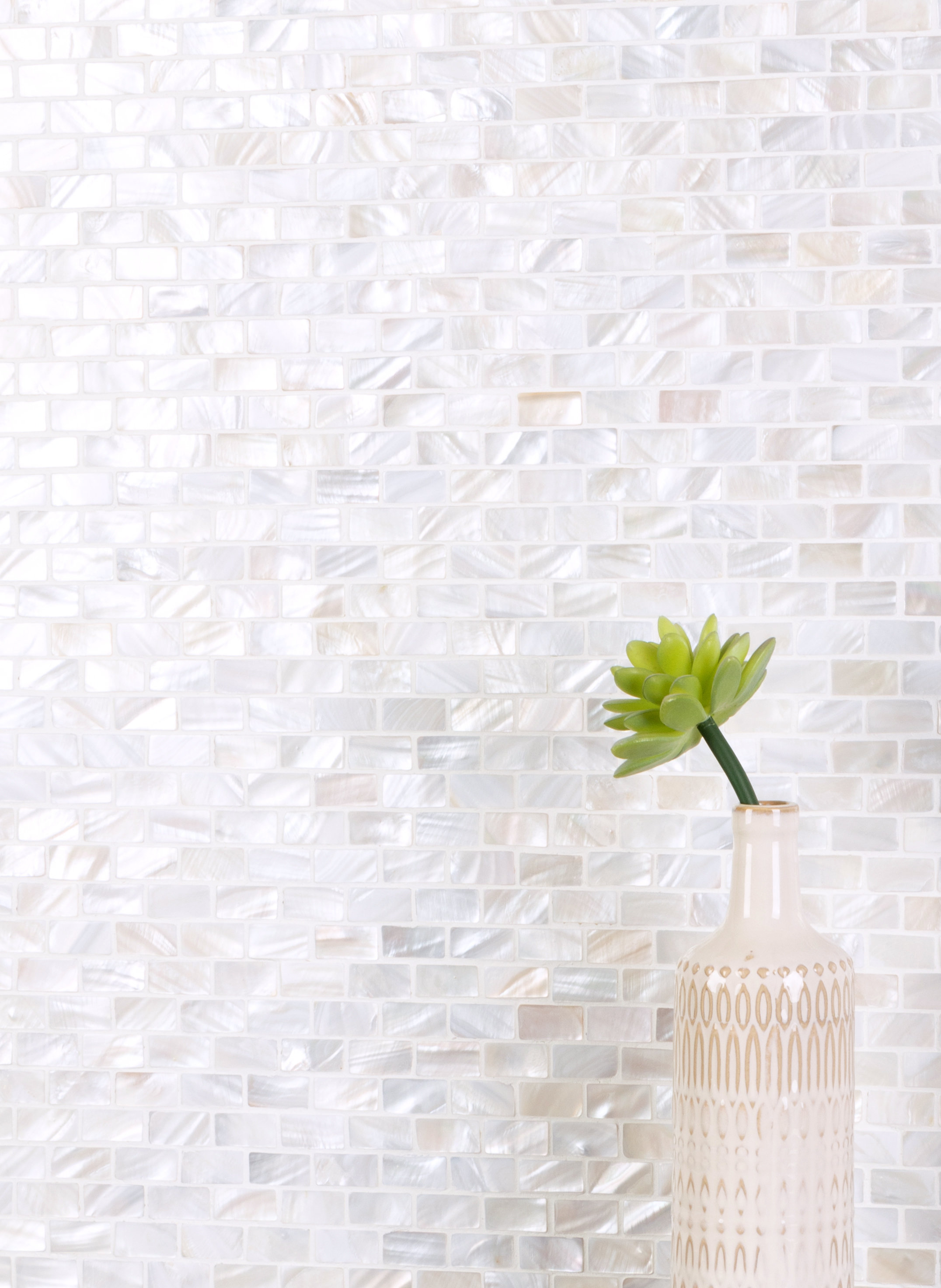 WS Tiles Mother of Pearl 0.6" x 1.2" Seashell Brick Joint Mosaic Sheet ...