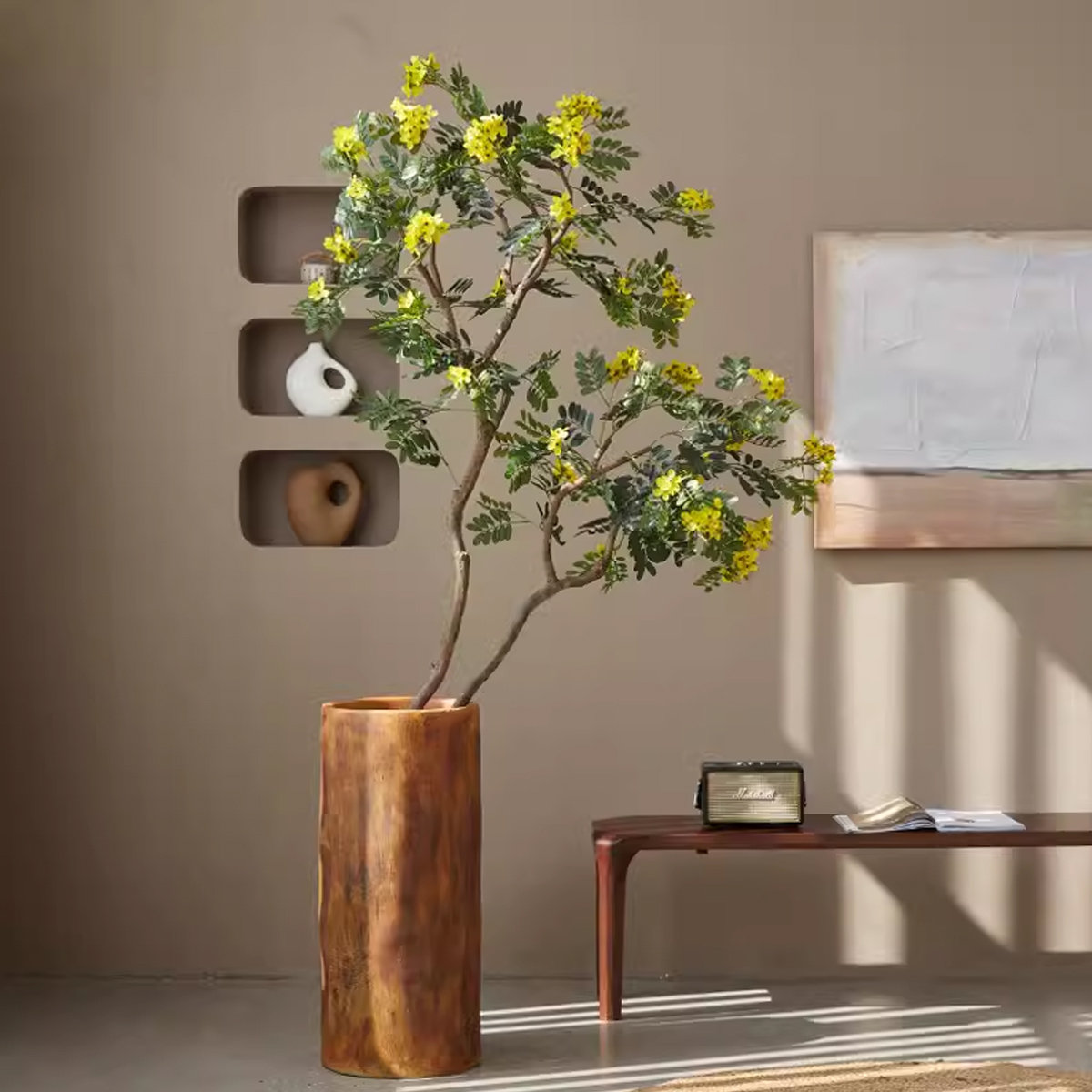 Stella Trek Artificial Locust Flower Green Plant Pot | Wayfair