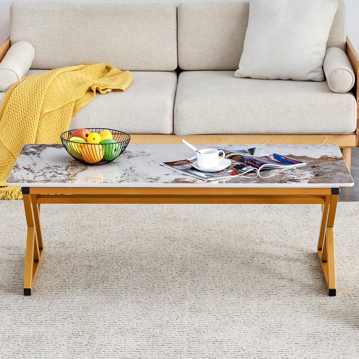 Mercer41 Modern Coffee Table With Hard Sintered Stone Surface And ...