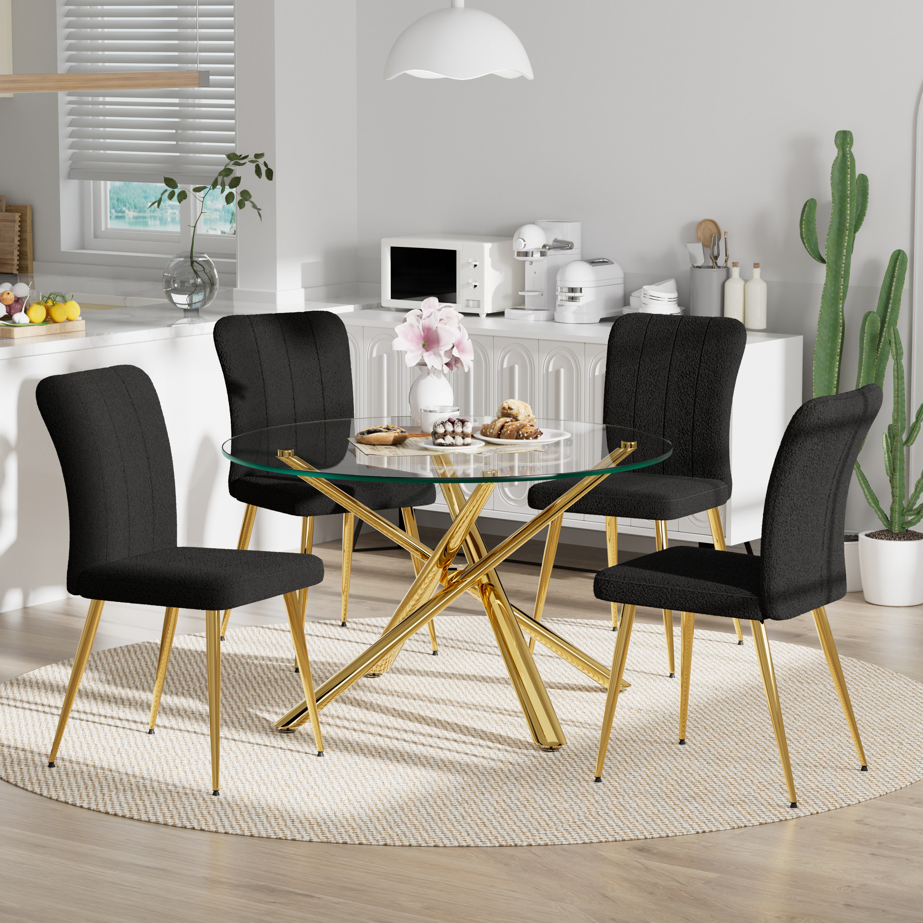 Mercer41 5-Piece Round Glass Dining Table Set | Wayfair