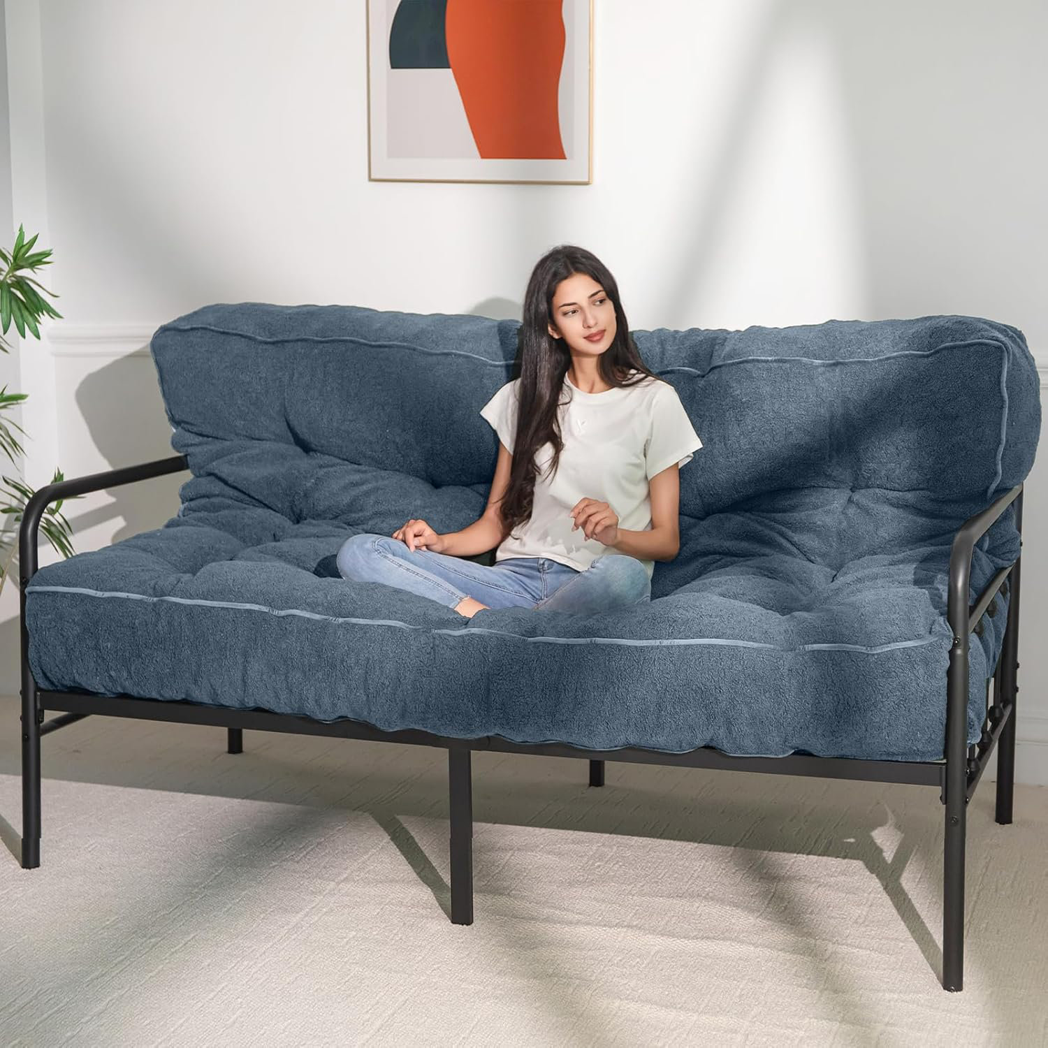 Latitude Run® 8" Futon Mattress Queen Size, Ultra Thick Boucle Futons ...