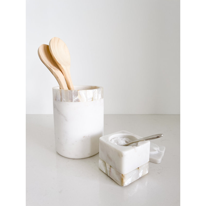 Anaya Mother of Pearl Marble Utensil Crock | Wayfair