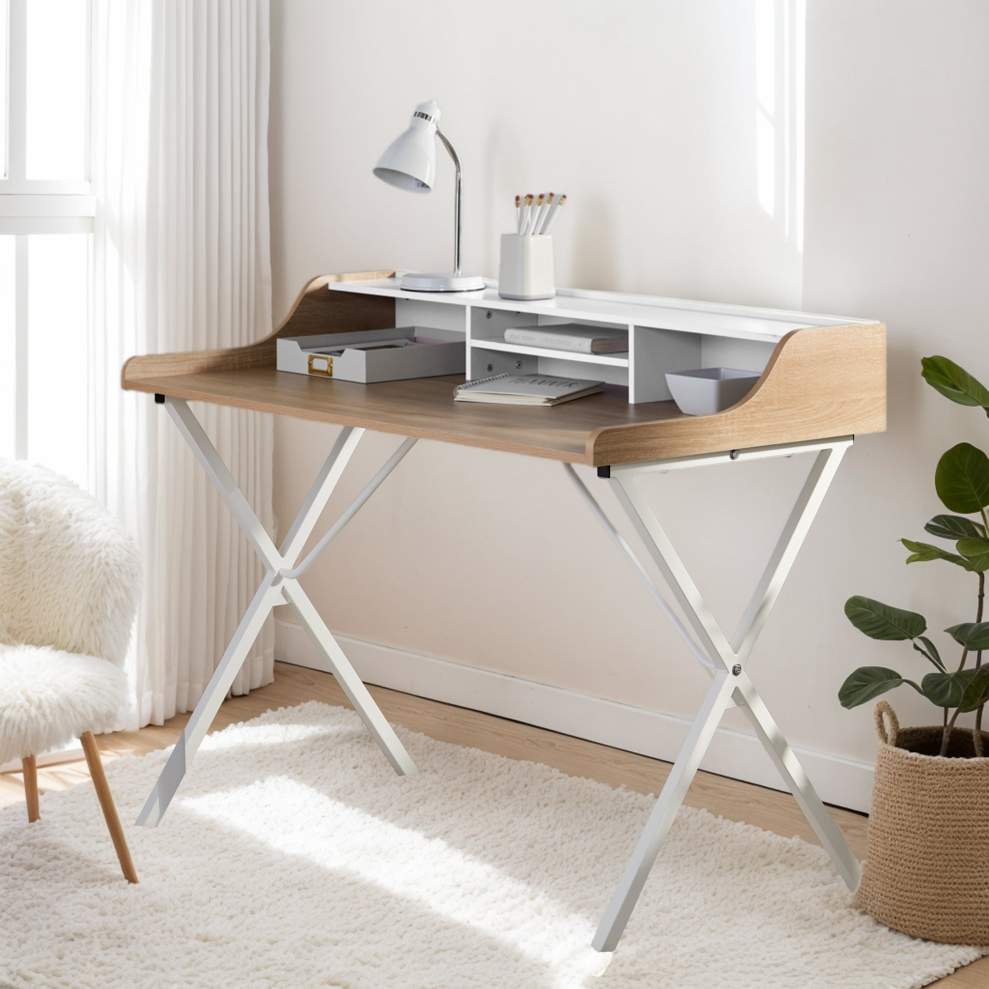 Inbox Zero Stylish Modern Desk With Built-In Organization Hutch And ...