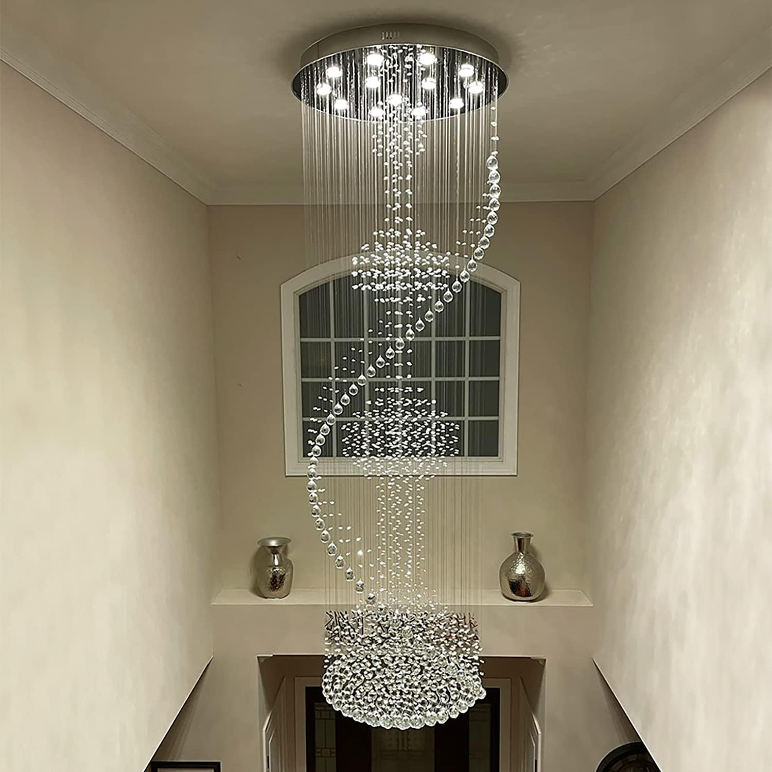 House of Hampton® Modern Spiral Crystal Chandelier With Raindrop Design ...
