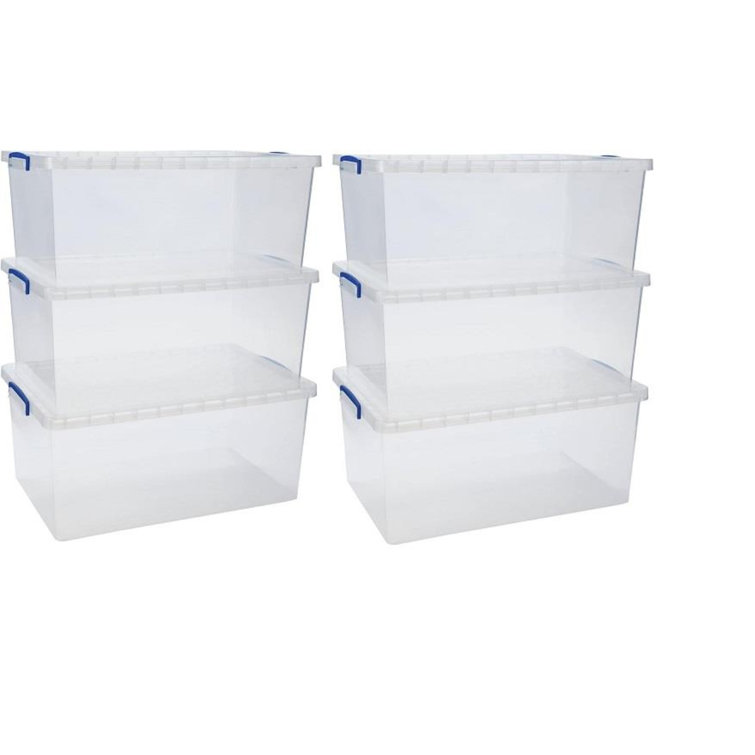 Ebern Designs Saffi 55L Heavy Duty Clear Plastic Storage Box with Lid ...