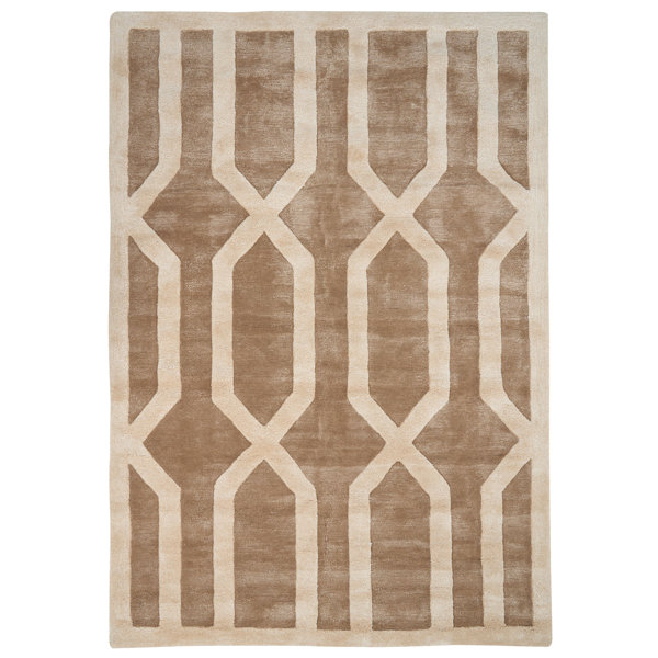 Ebern Designs Viscose Area Rug 160 x 230 cm Beige and Brown Pontone ...