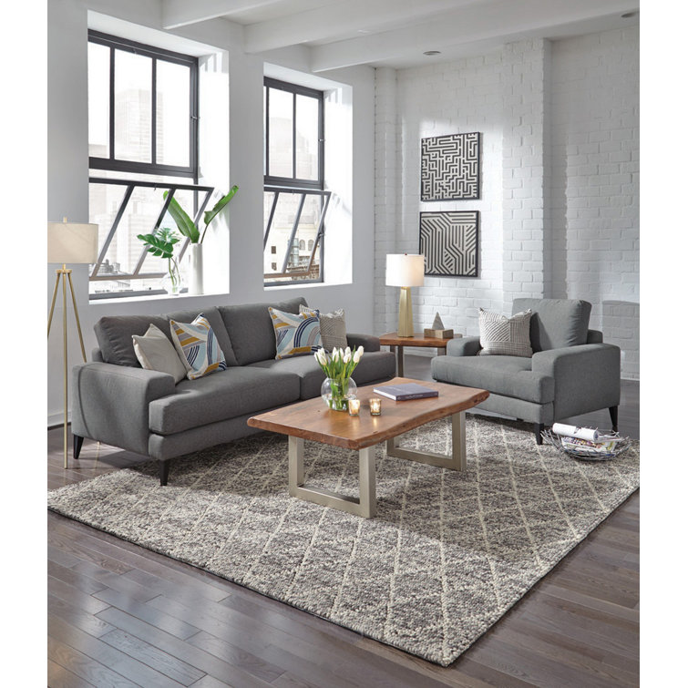 Classic Home Wool Geometric Area Rug in Gray | Perigold