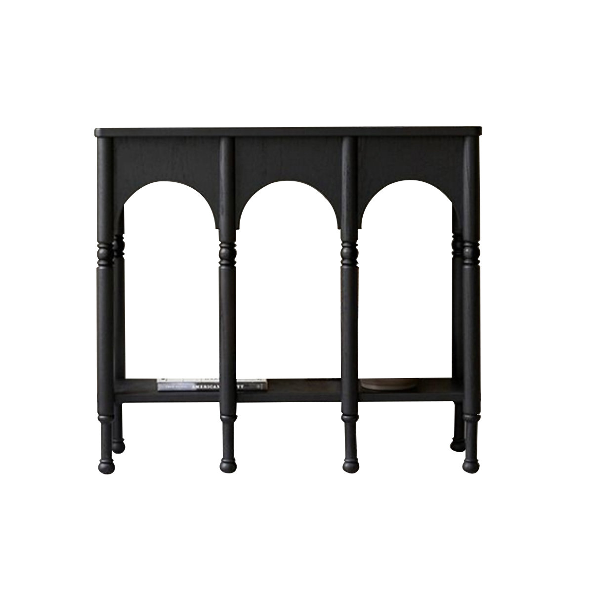 SMI Cabinetry Inc 39.37" Black Rectangular Solid Wood Console Table ...