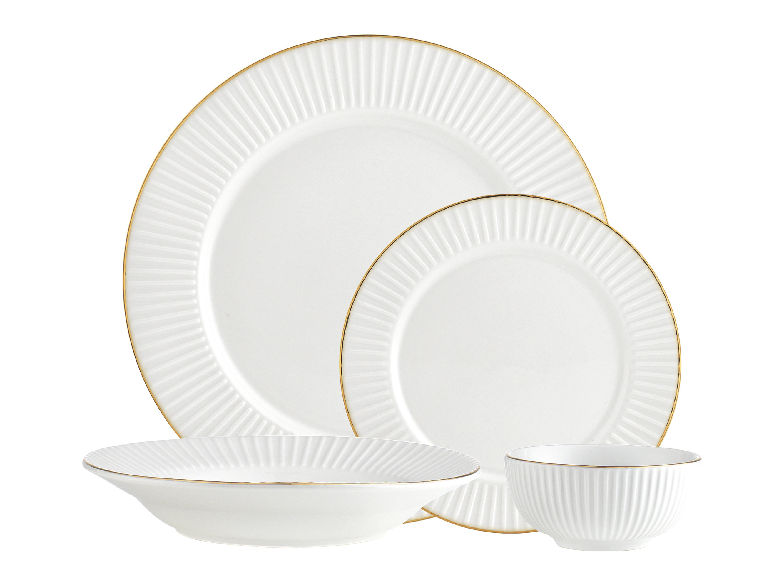 Godinger Silver Art Co Inventure Riven Gold Rim 16 Piece Porcelain ...