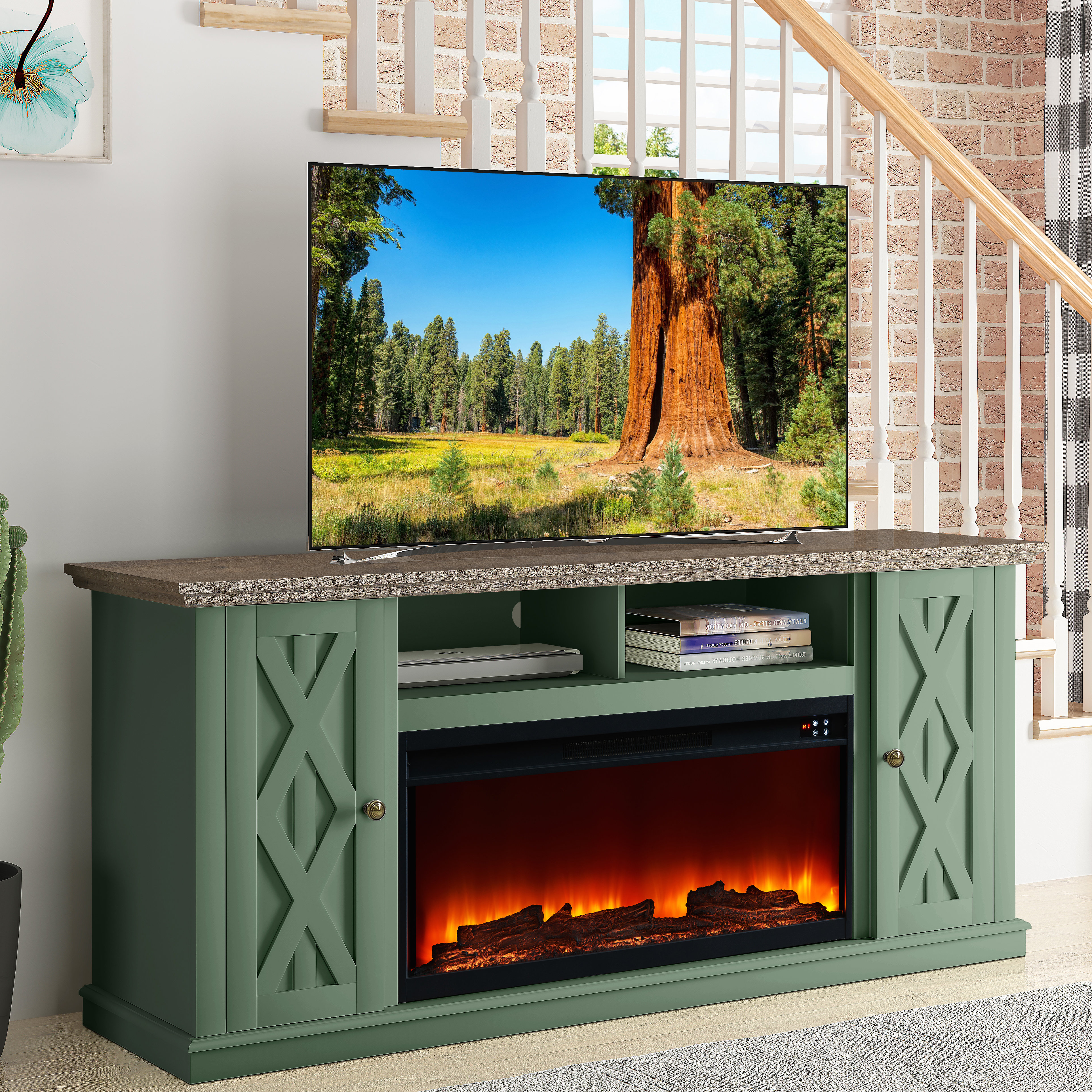 Three Posts™ Knighten TV Stand For TVs Up To 78" With Fireplace ...