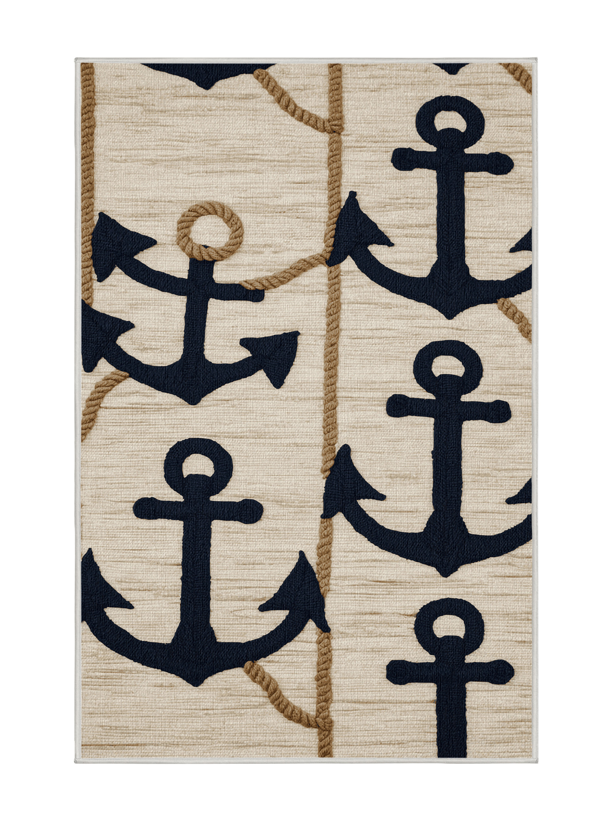 Longshore Tides Washable Navy Anchor Classic Coastal Area Rug | Wayfair