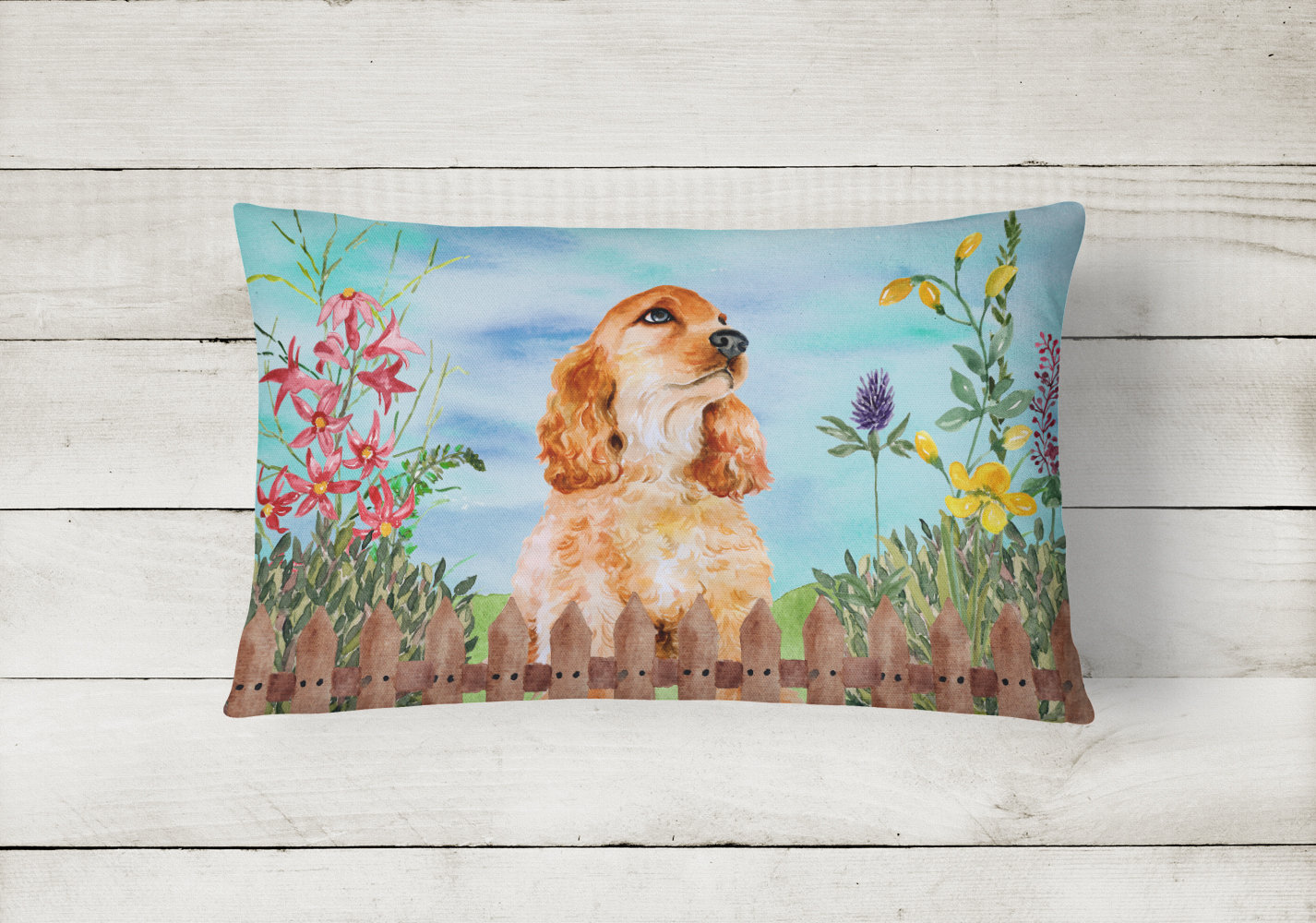 Caroline's Treasures Cocker Spaniel Spring Indoor/Outdoor Throw Pillow ...