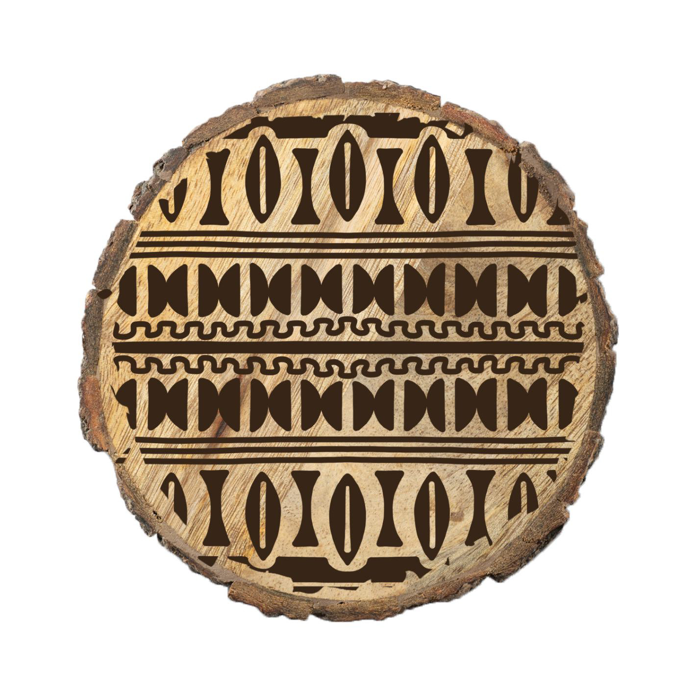 East Urban Home Tribal Pattern 4-Pack Mango Wood Bark Edge Coasters ...