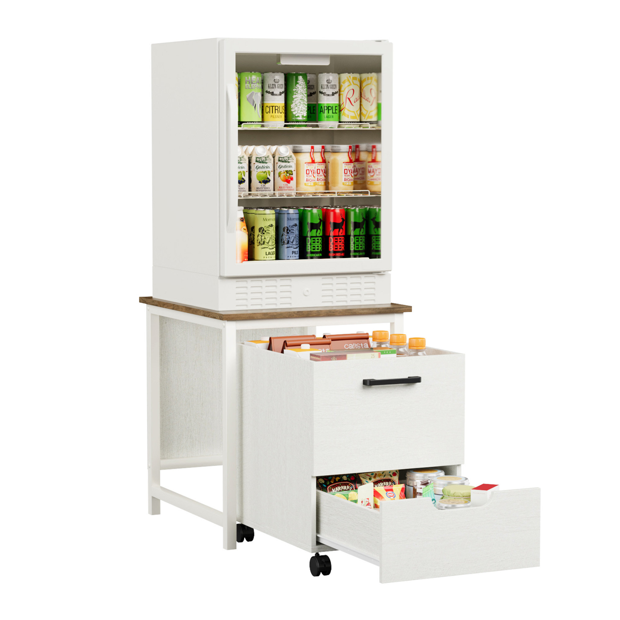 Latitude Run® Mini Fridge Stand with Storage, Mini Fridge Cabinet with ...