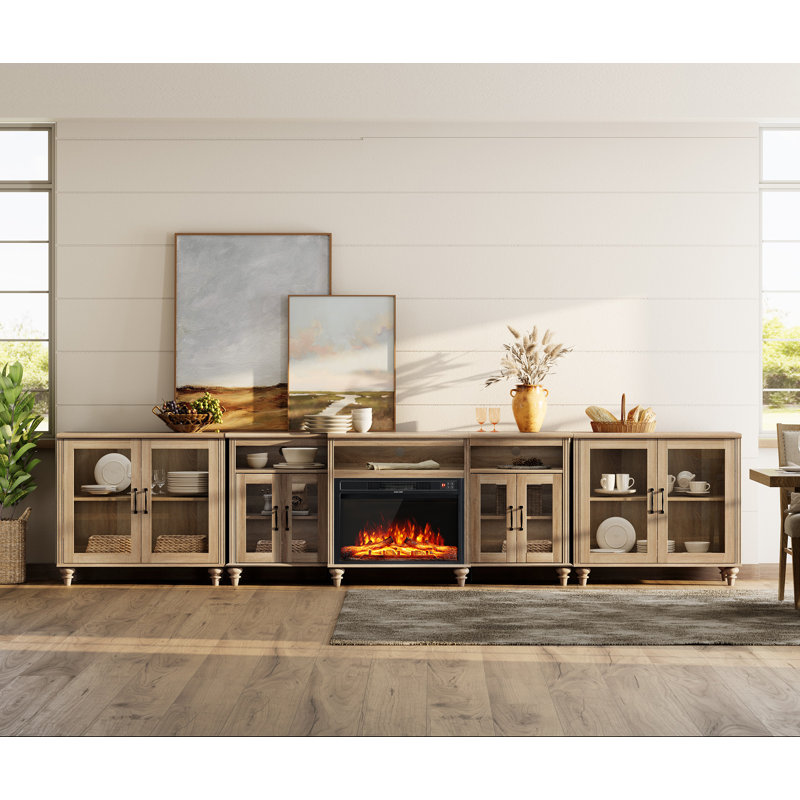 One Allium Way® Farmhouse TV Stand For TV, Home Entertainment Center ...