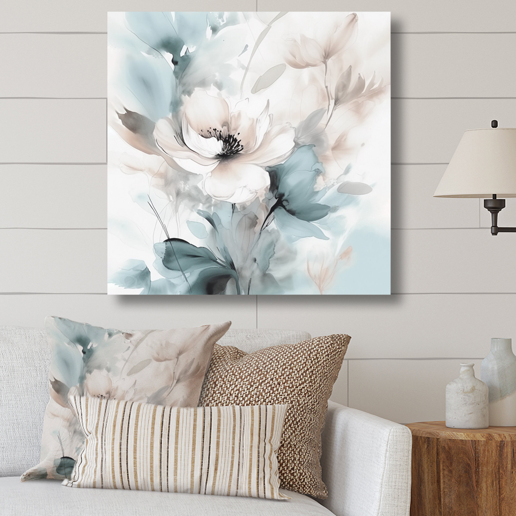Red Barrel Studio Delicate Grey Flowers I - Floral Wall Art Living Room ...