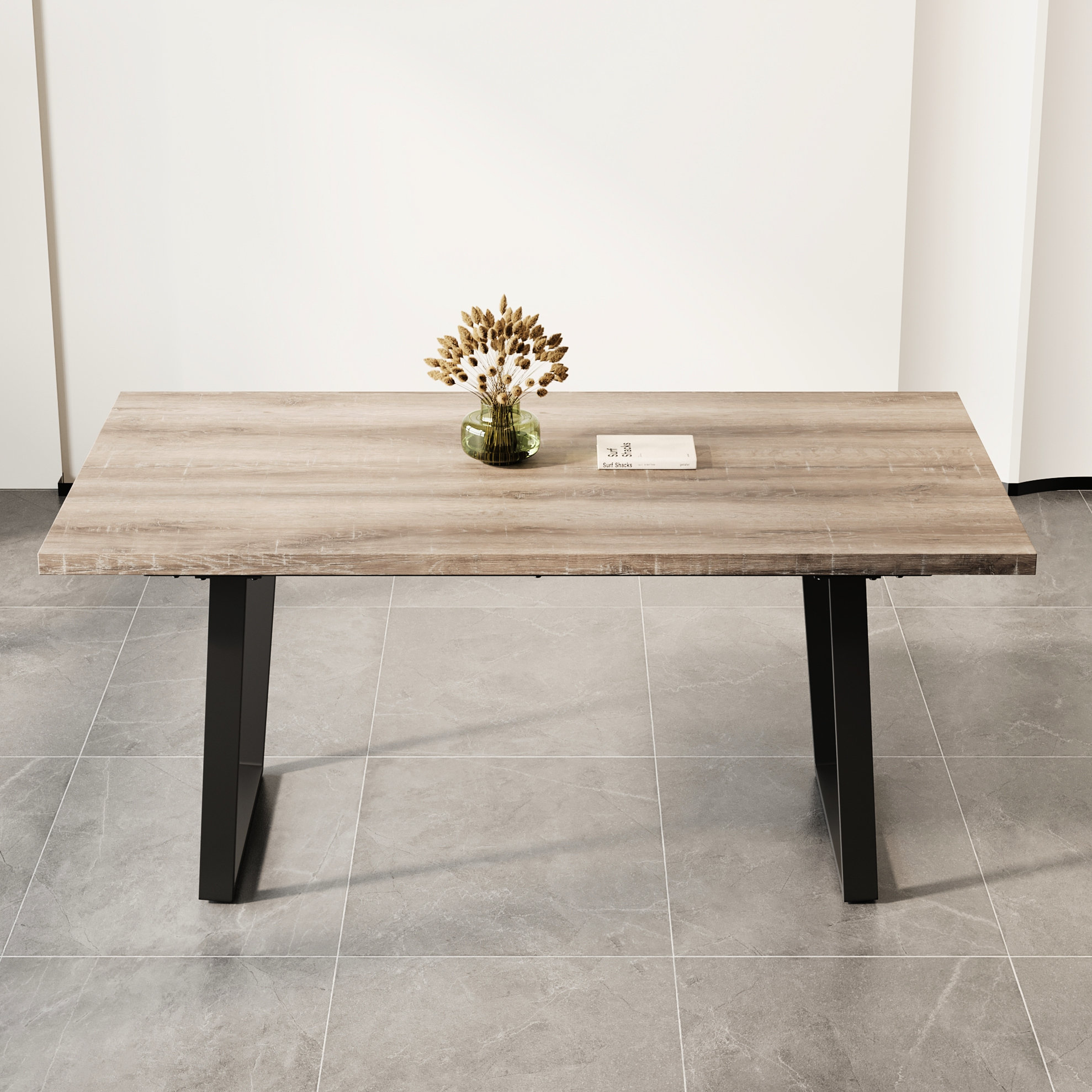 17 Stories 62.9-inch Dining Table, Brown, With A Smooth Finish And Waterproof Feature ...