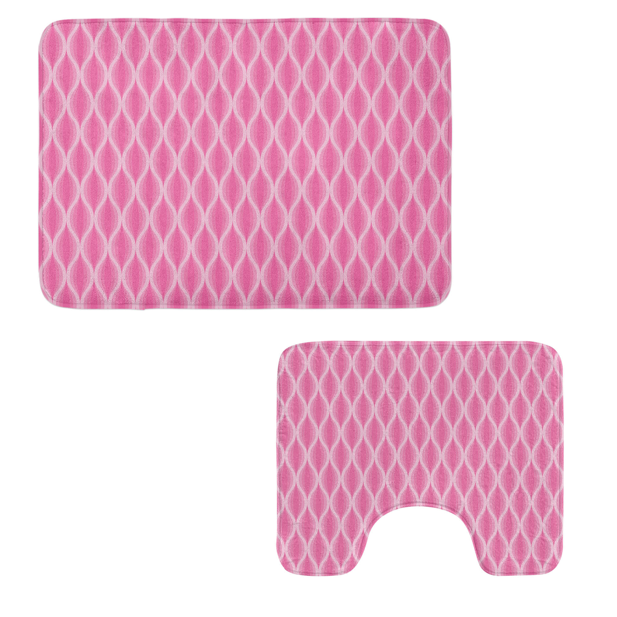 East Urban Home Pink and White Bathroom Rug Set 2 Pieces Rectangle ...