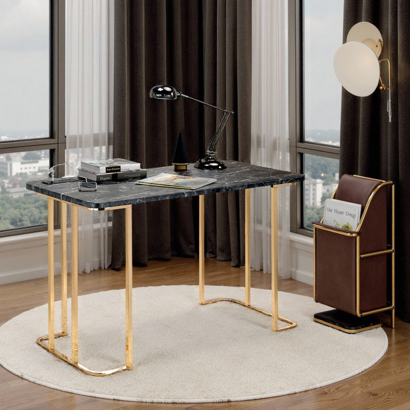Orren Ellis Modern Marble Computer Desk Writing Desk Executive Desk ...