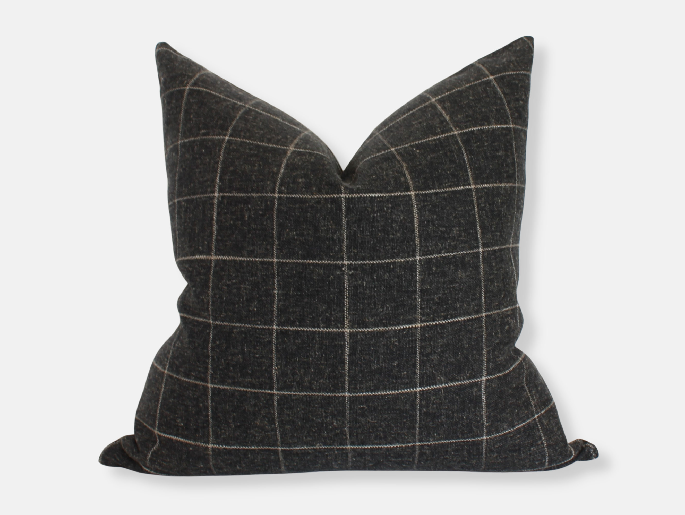 Textileish Black Windowpane Pillow Cover, Charcoal Throw Pillow | Wayfair