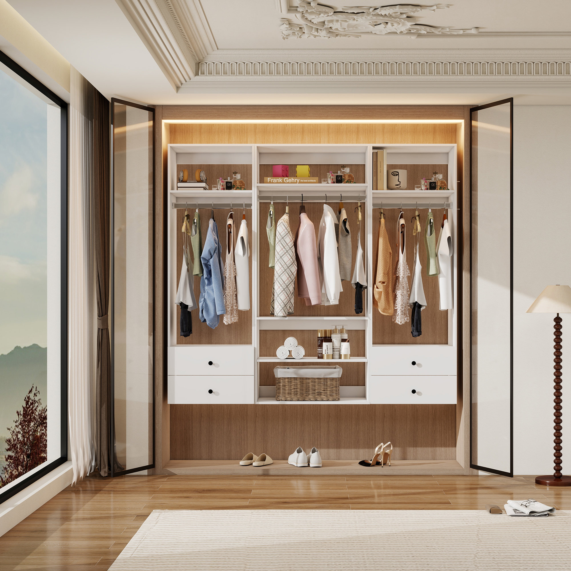 Latitude Run® Closet System With Drawers – Built in Closet Organizer ...
